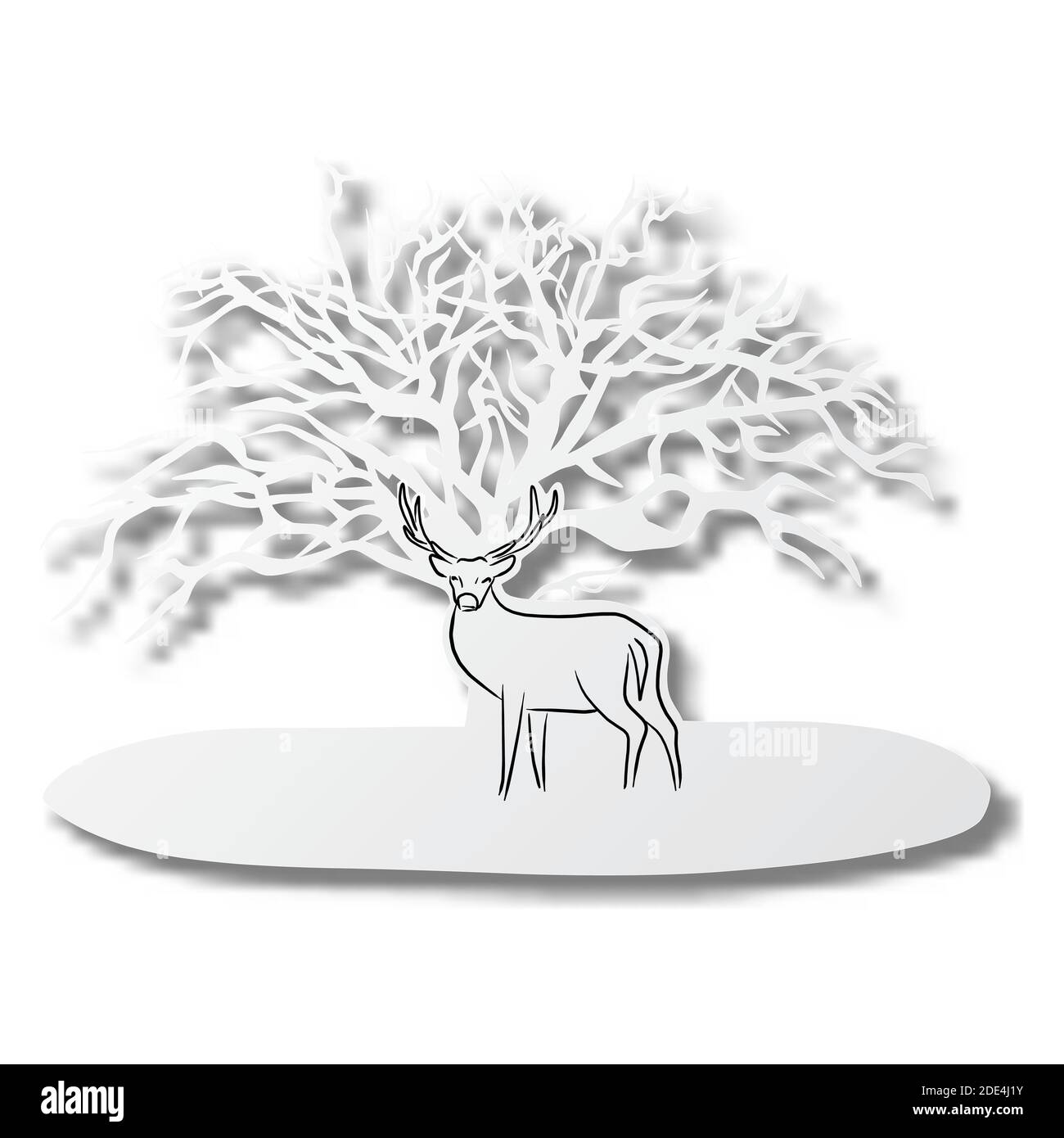 Dry tree on field Stock Vector Images - Alamy