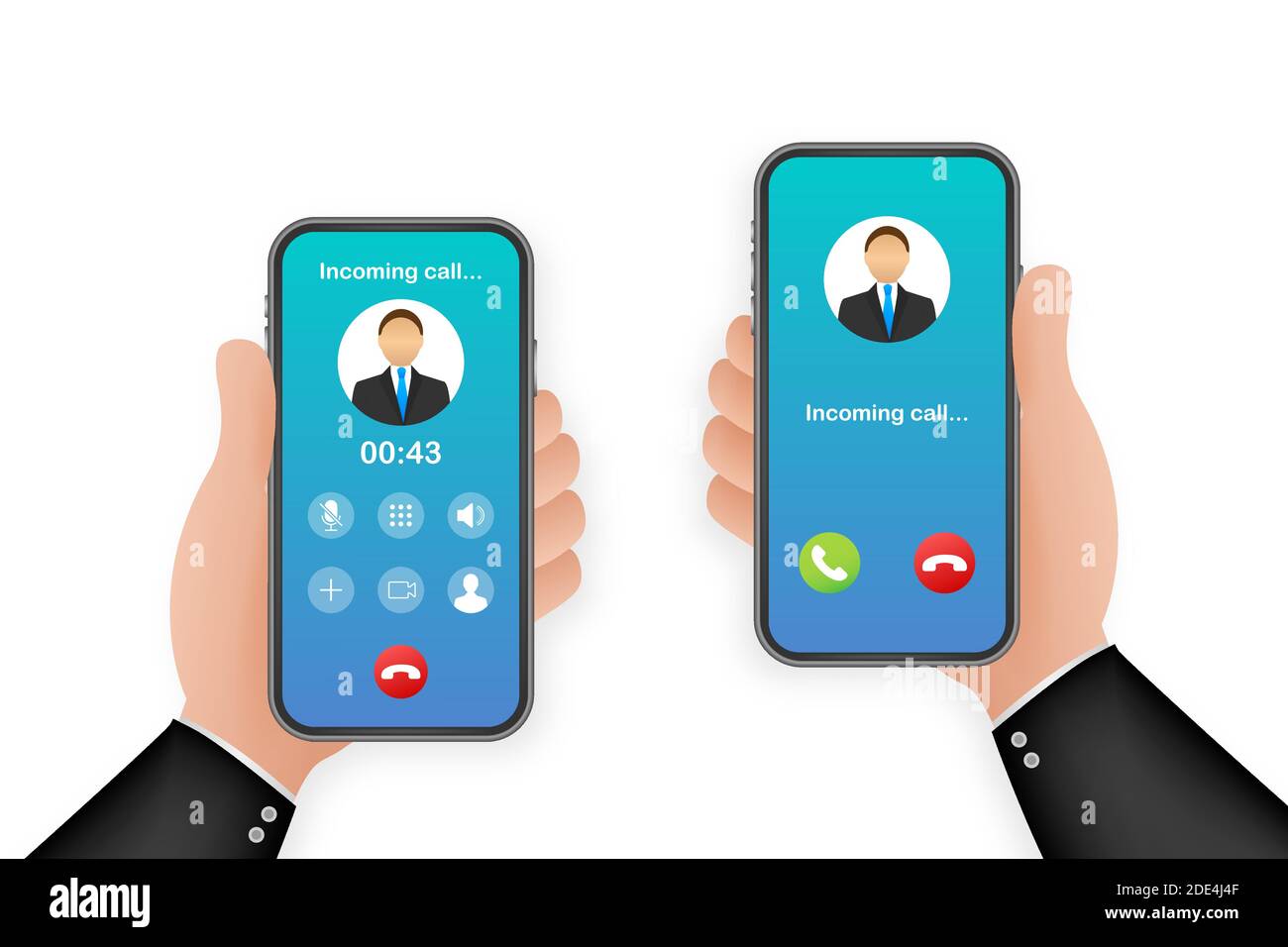 Incoming video call on laptop. Laptop with incoming call, man profile ...