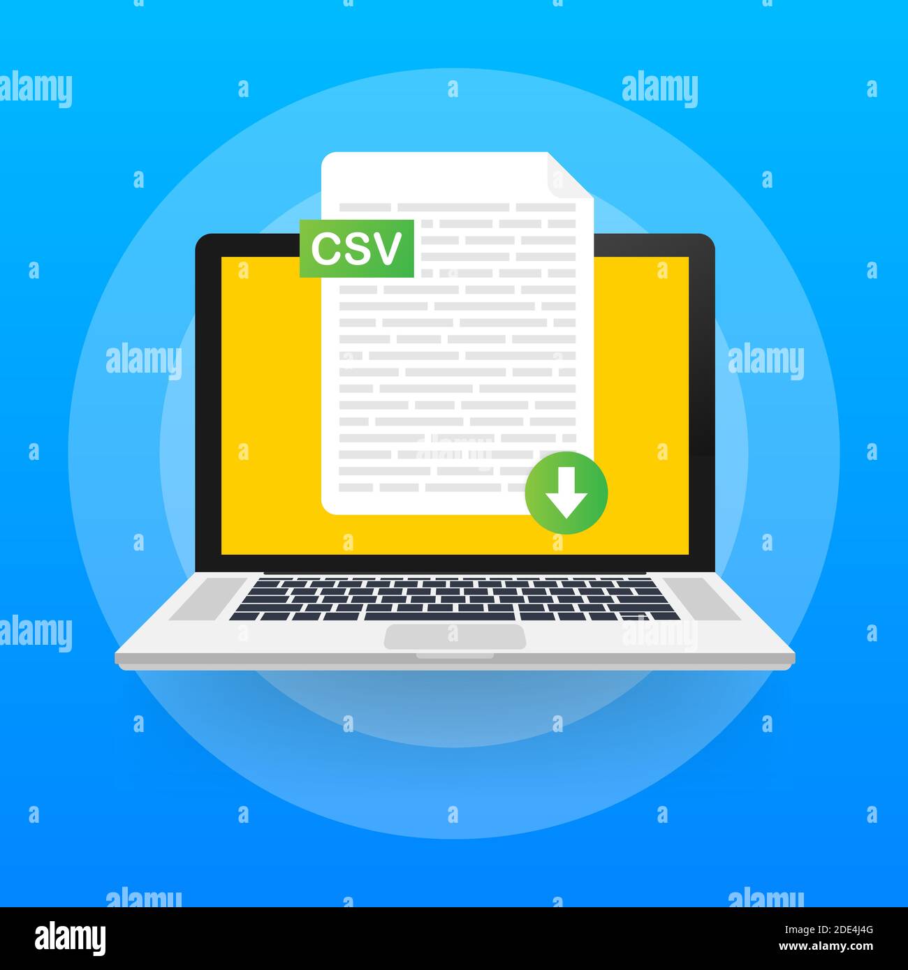 Download CSV button on laptop screen. Downloading document concept ...