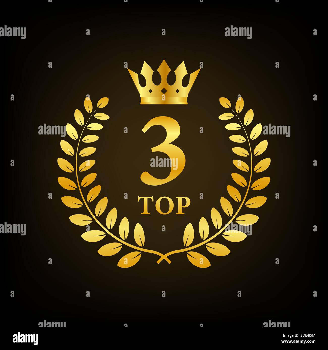 Top 3 label. Golden laurel wreath icon. Vector stock illustration Stock ...