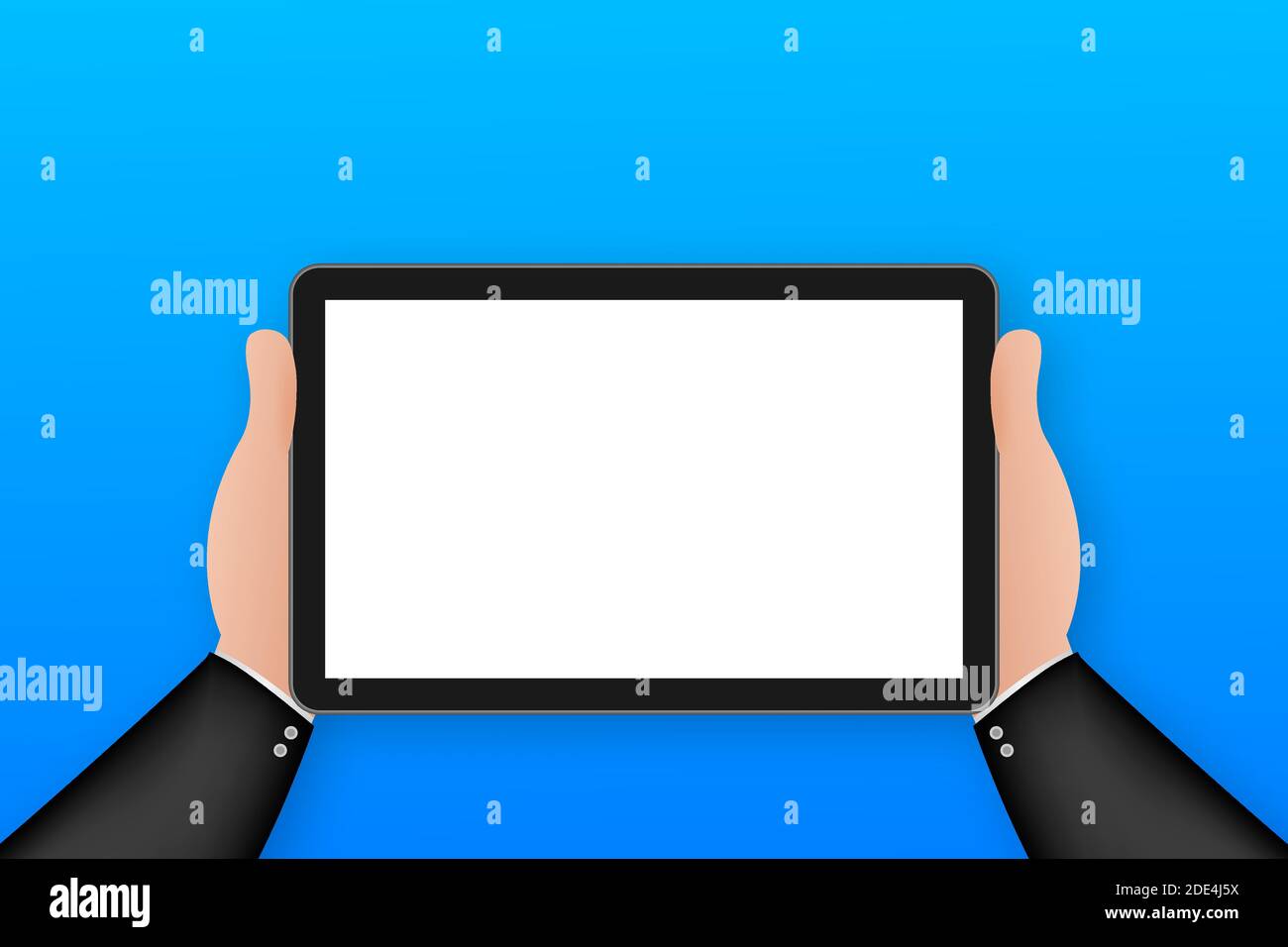 Hand on tablet in cartoon style. Using digital tablet pc. Vector stock ...