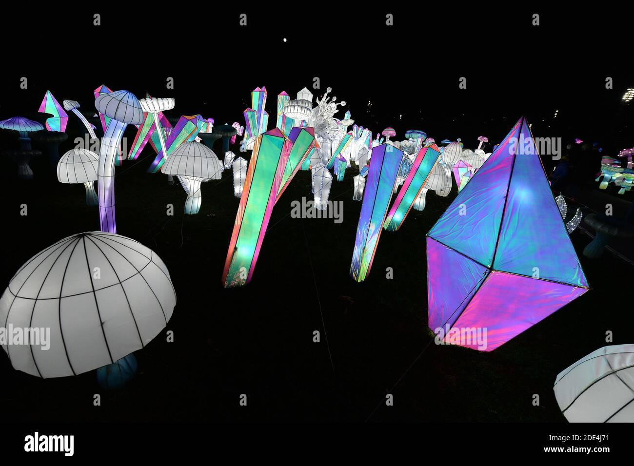 Displays of crafted lights in the shape of crystals on display during ...