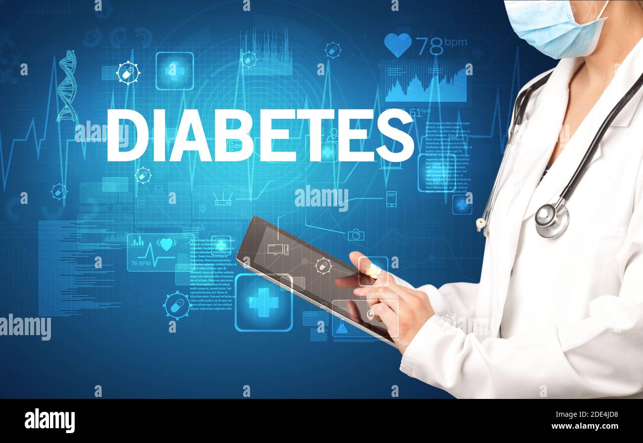 young doctor writing down notes with DIABETES inscription, healthcare ...
