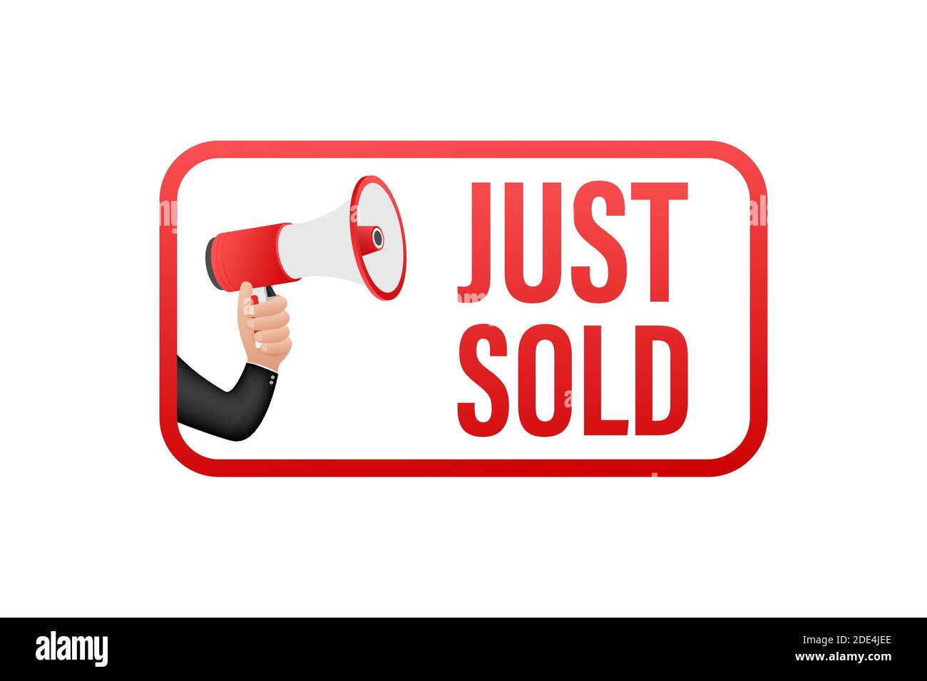 Red label Just sold on white background. Vector illustration Stock ...