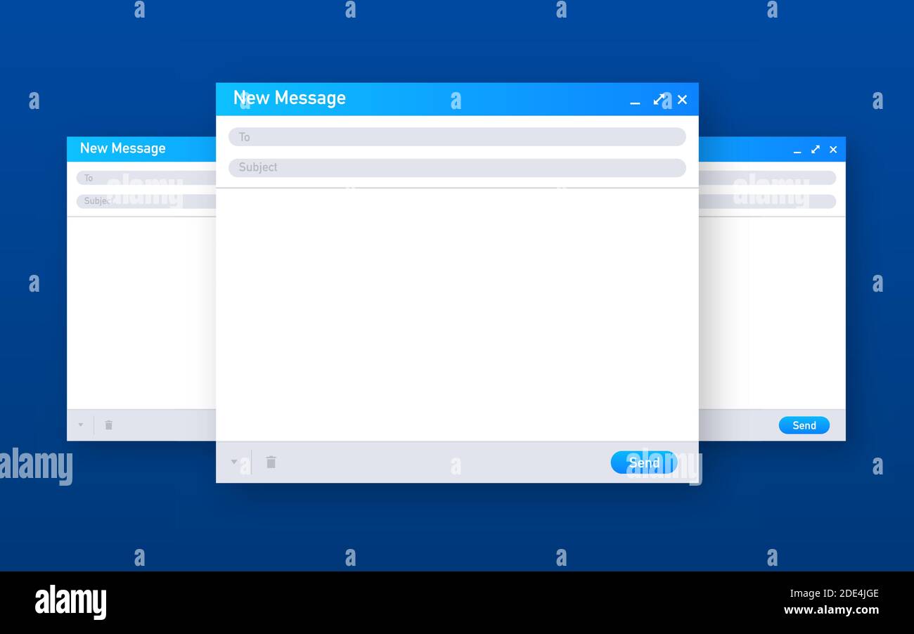 Email template. Blank e-mail browser window. Mail message web page vector frame. Vector ...