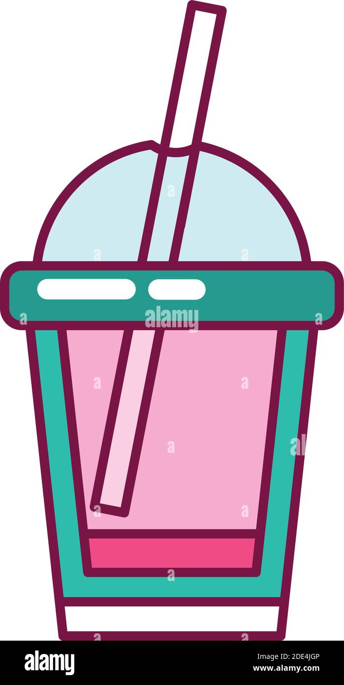 smoothie cup icon over white background, line and fill style, vector ...