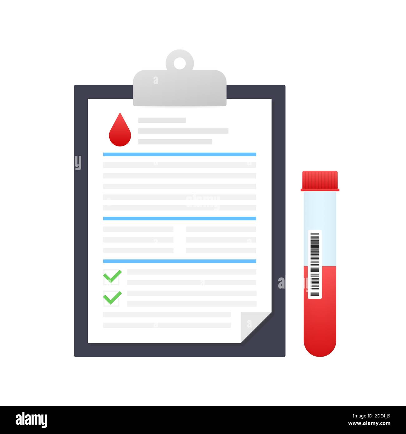 Blood test result in flat style. Chemical laboratory research. Vector ...