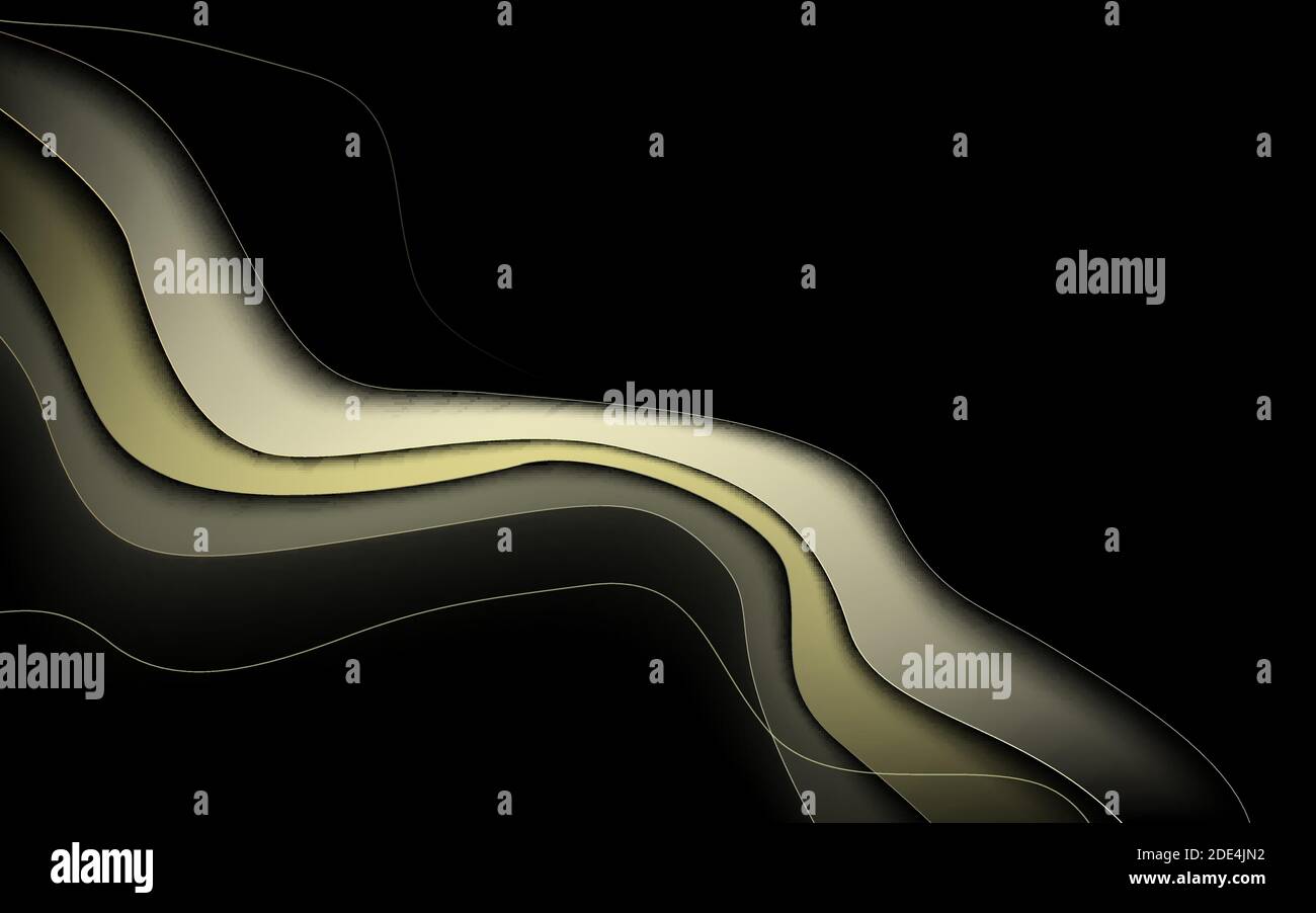 Abstract gold luxury wavy with Curved lines background. illustration ...