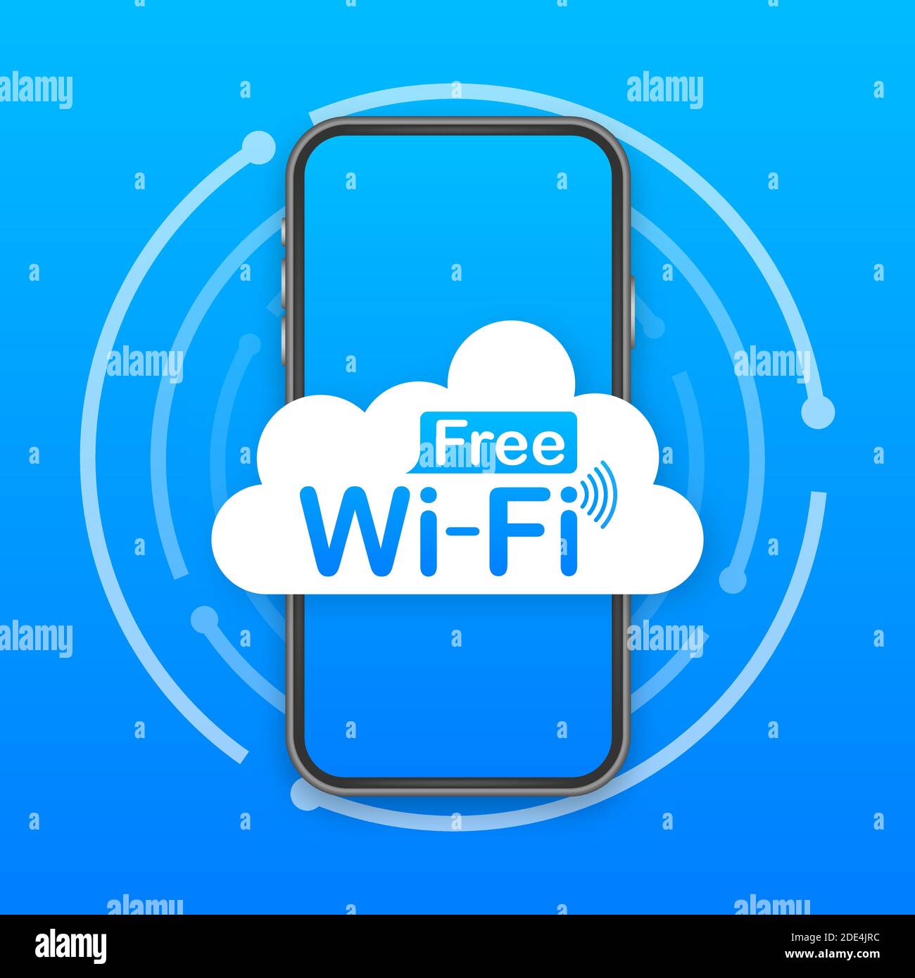 Free wifi zone blue icon. Free wifi here sign concept. Vector stock ...