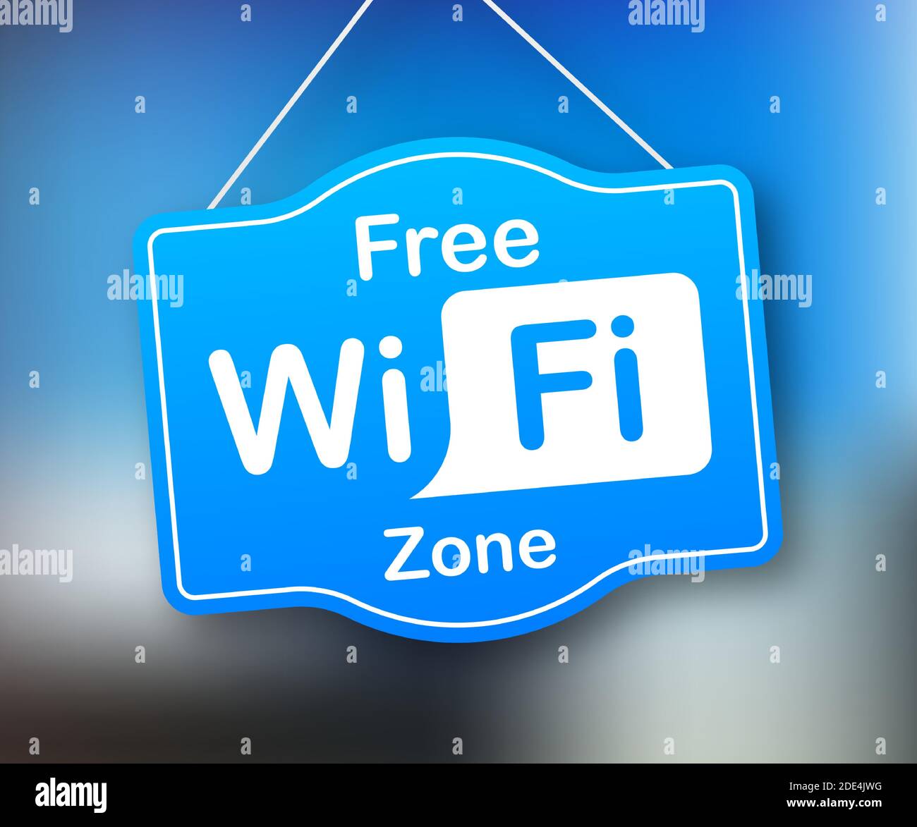 Free wifi zone blue icon. Free wifi here sign concept. Vector stock ...