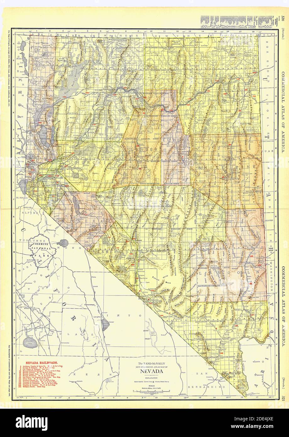 1913 Vintage Rand McNally Nevada Map Stock Photo - Alamy