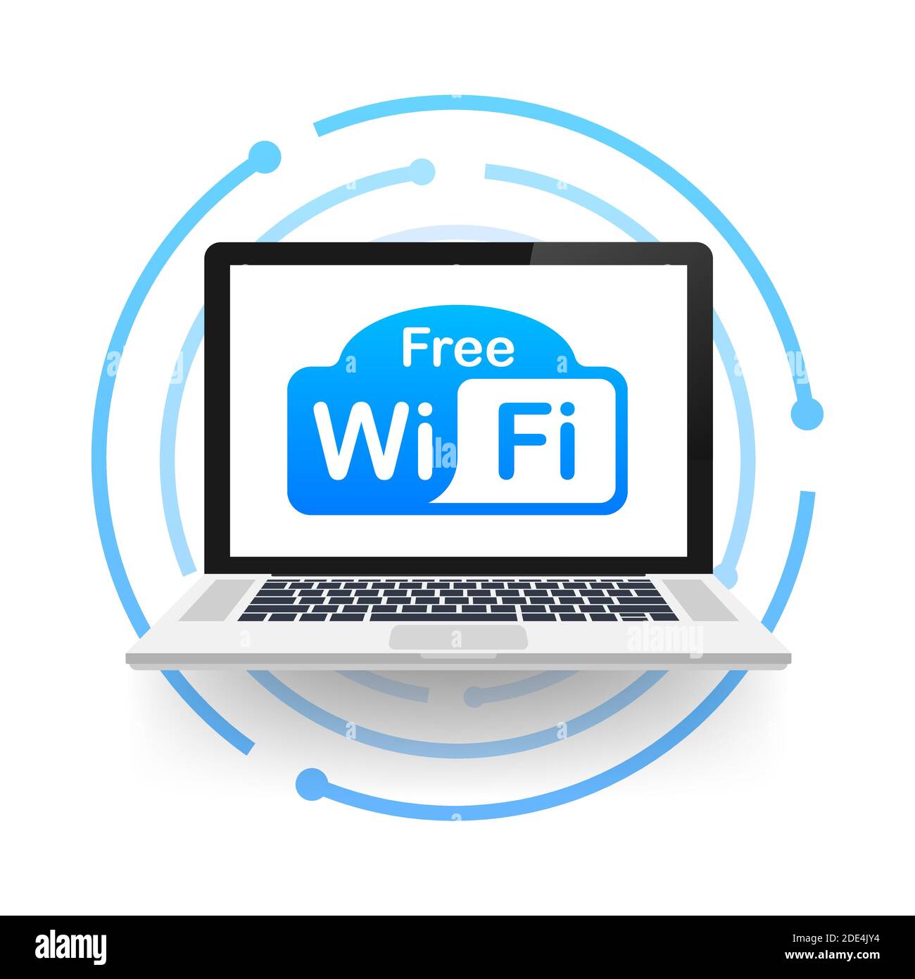 Free wifi zone blue icon. Free wifi here sign concept. Vector stock ...