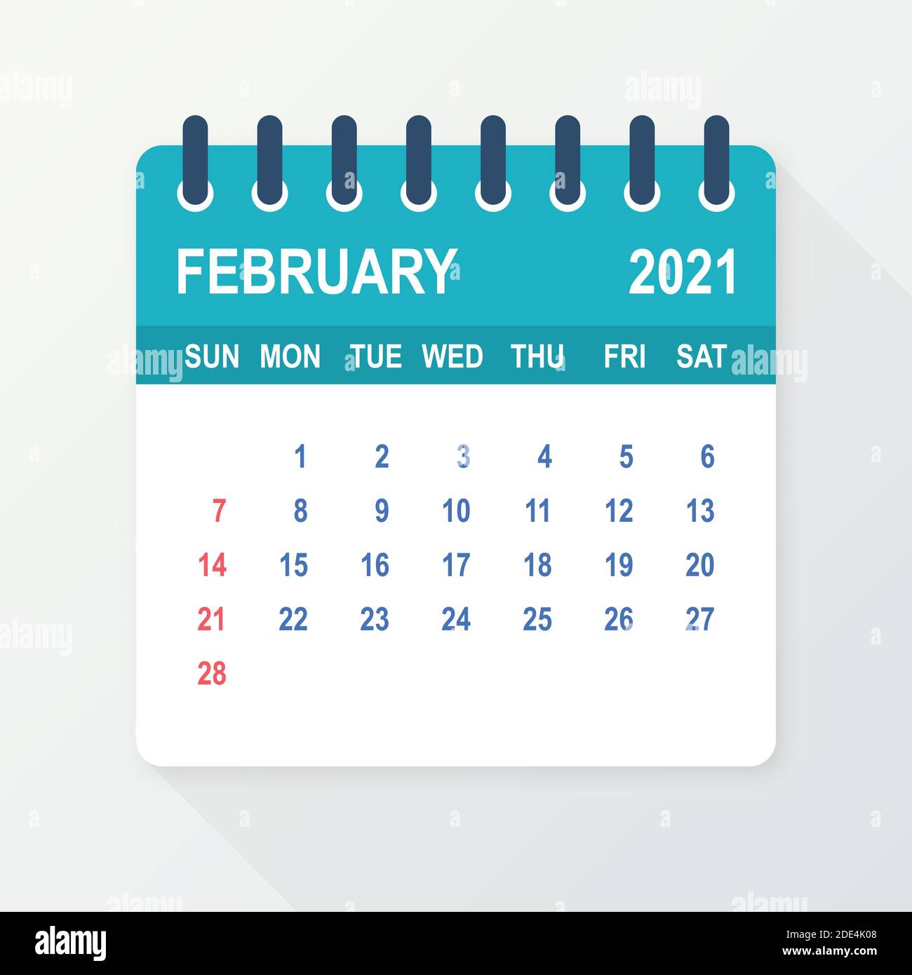 February 2021 Calendar Leaf. Calendar 2021 in flat style. Vector ...