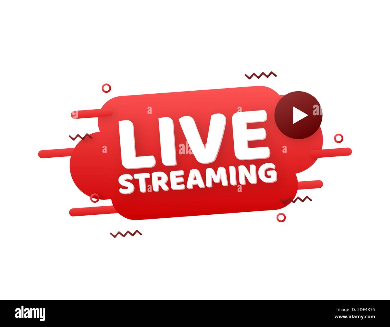 Live streaming flat logo - red vector design element with play button ...