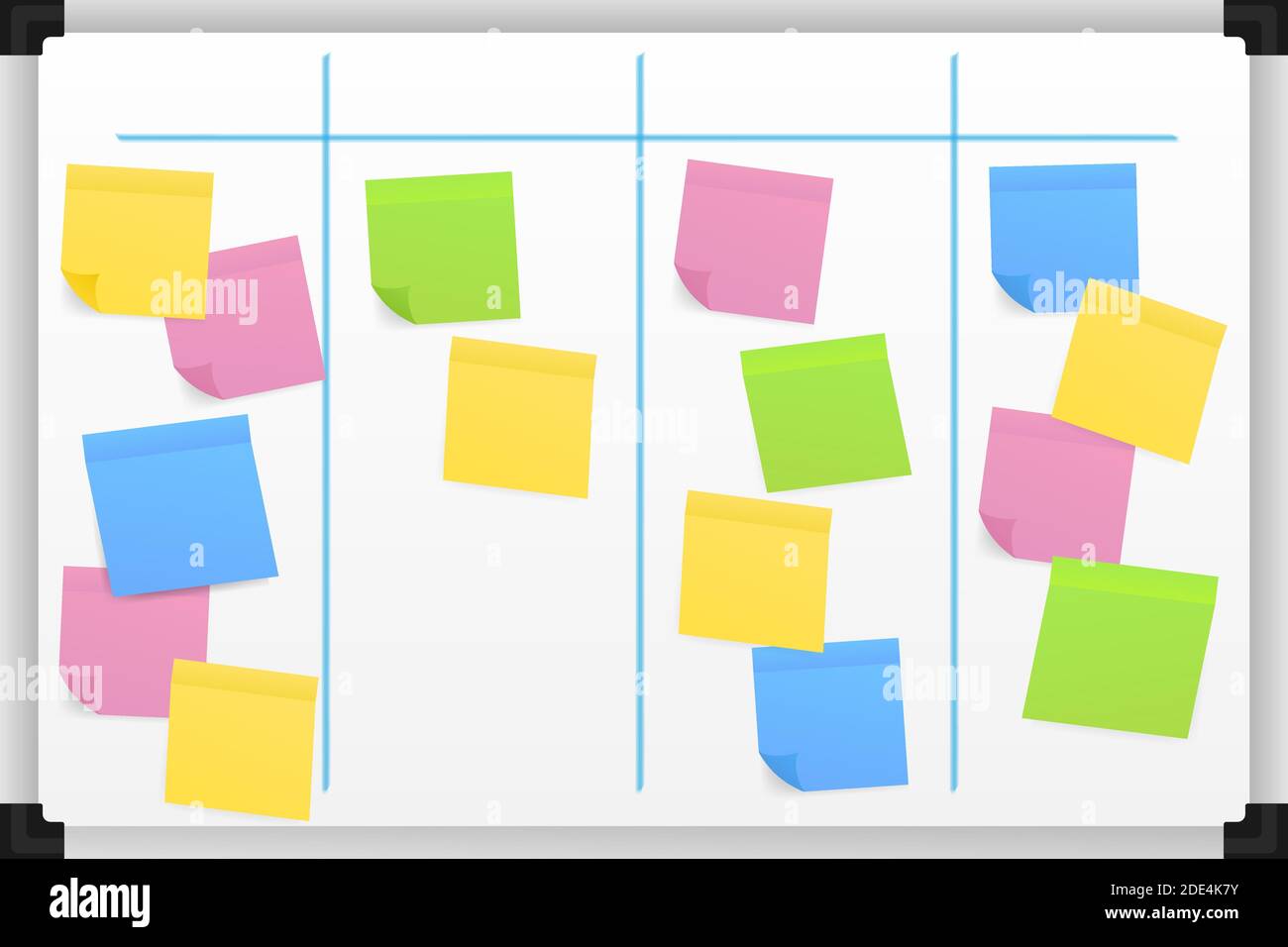 Board with Color Sticky Notes and Markers for Management. Weekly ...