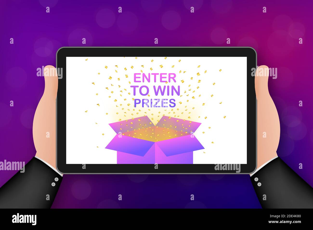 Enter to Win Prizes. Open Red Gift Box and Confetti. Vector stock ...