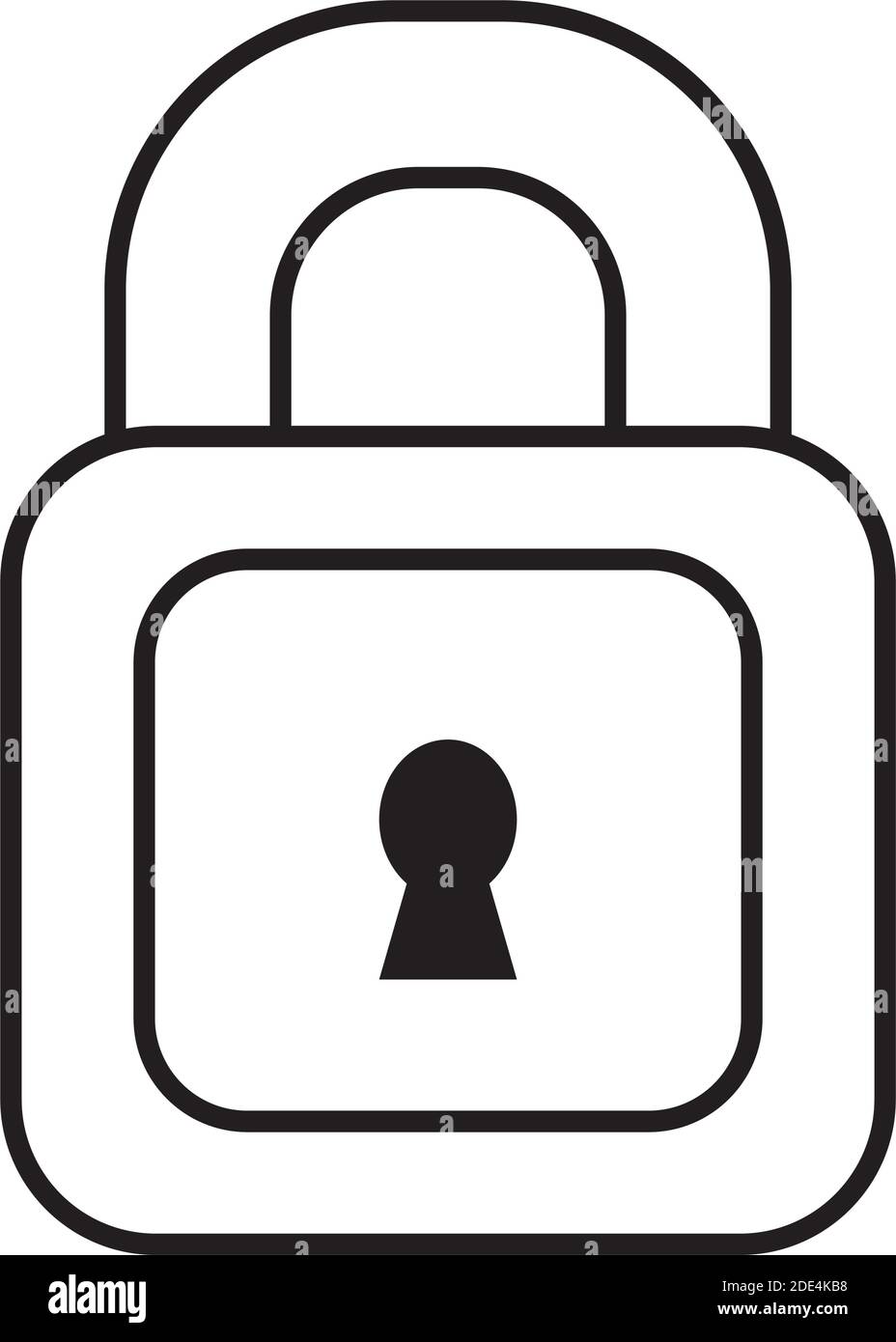 security padlock icon over white background, line style, vector ...