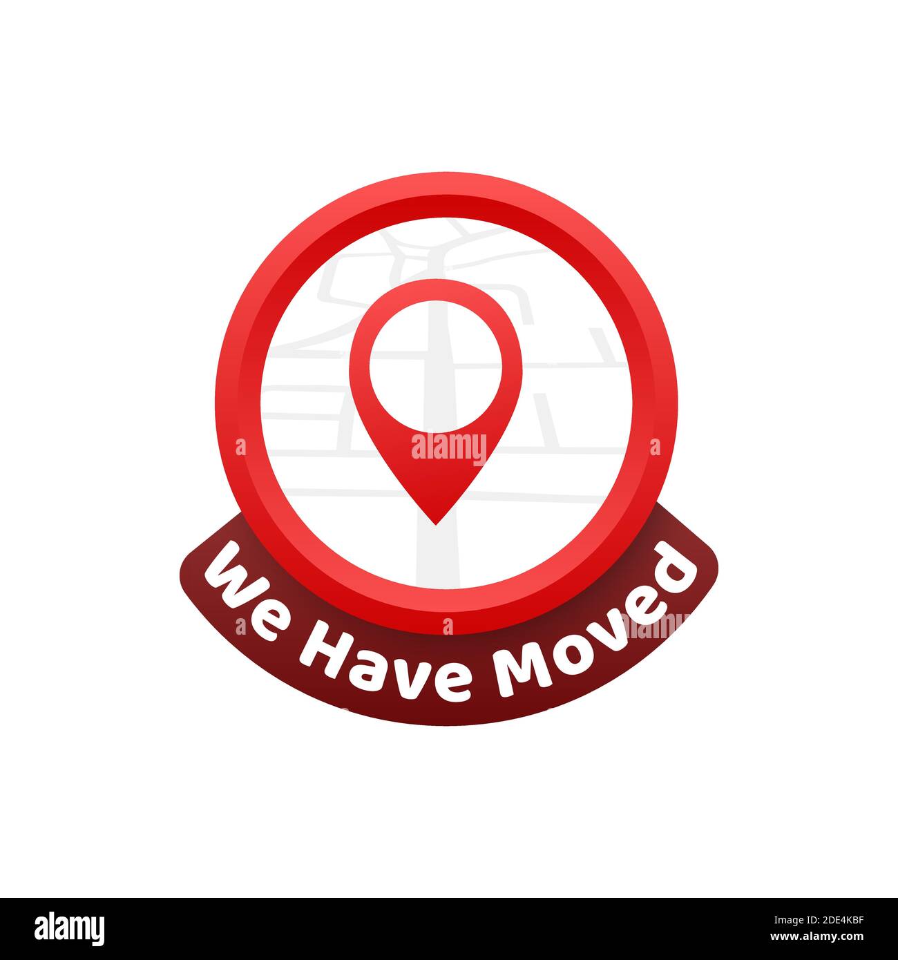We have moved. Moving office sign. Clipart image isolated on red ...