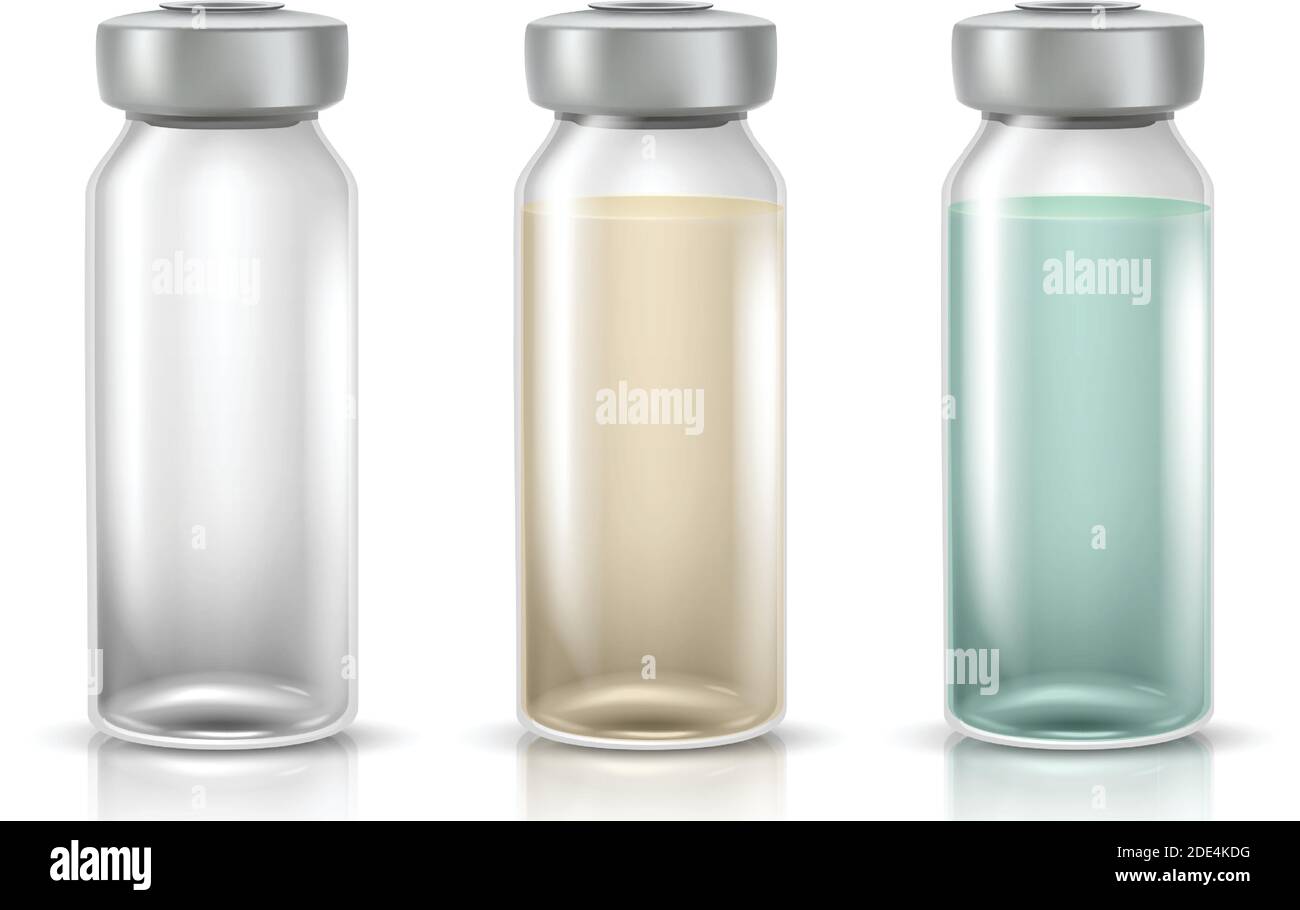 realistic vector icon illustration of medicinal glass bottles for ...