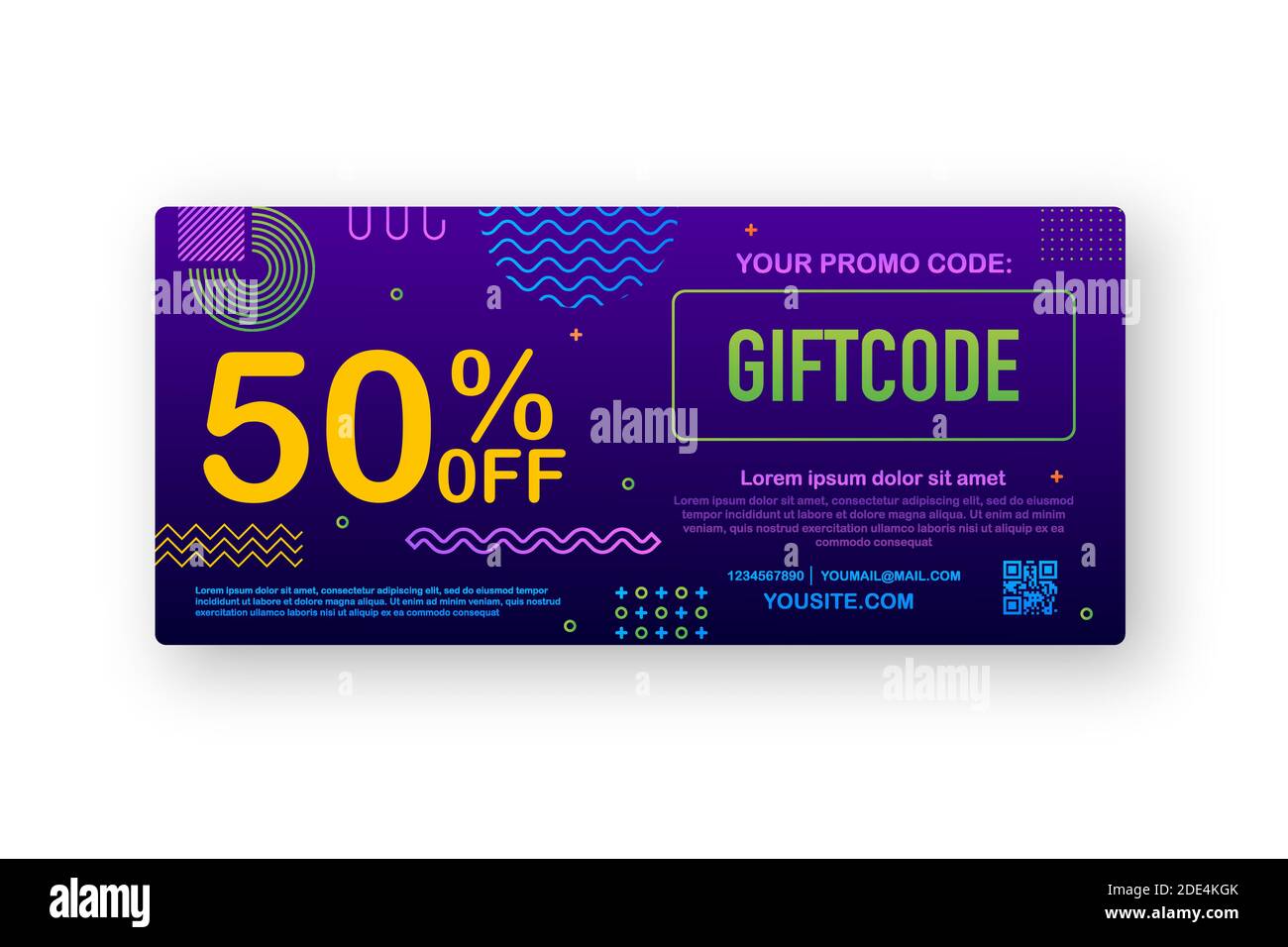 Promo code. Vector Gift Voucher with Coupon Code. Premium eGift Card ...