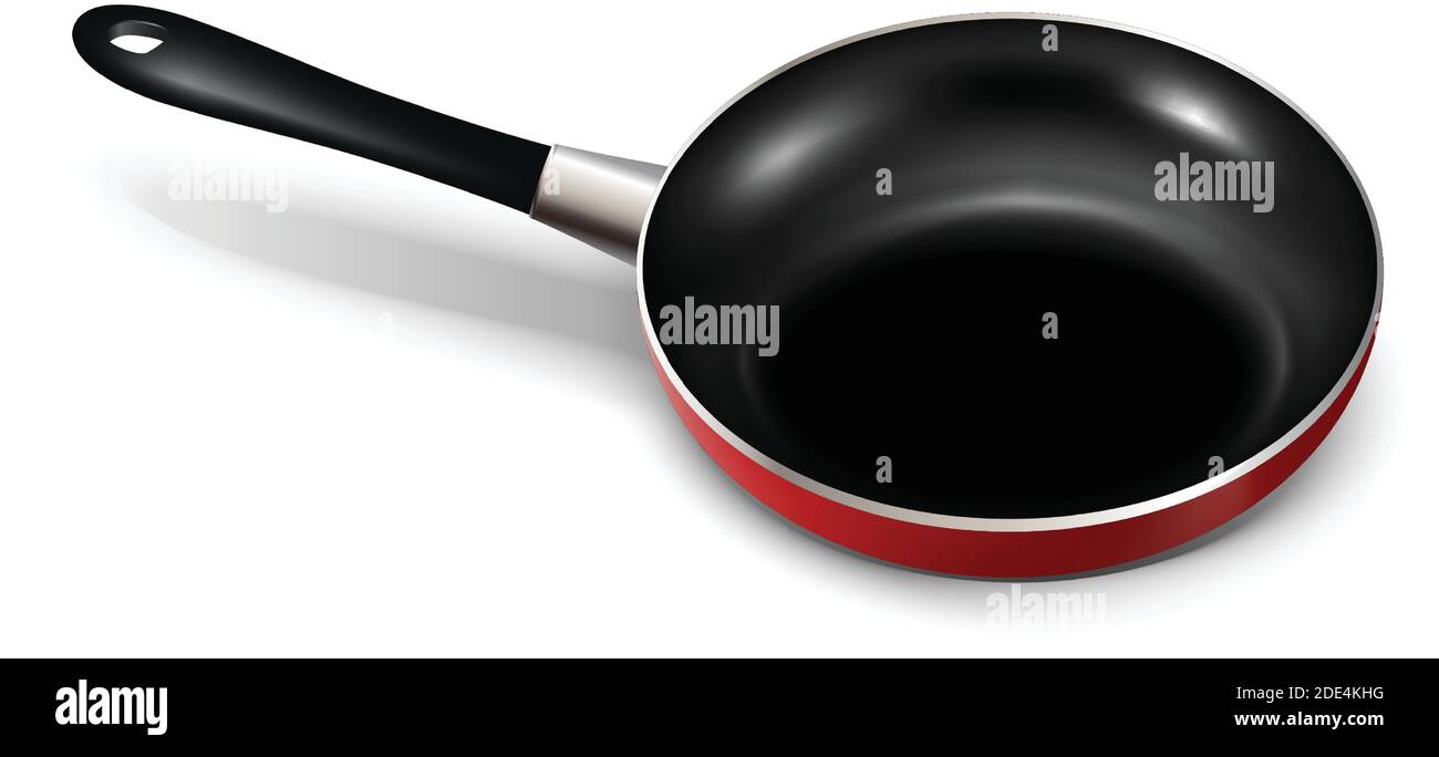 3d realistic vector pan for frying. Isolated on white background. Top ...