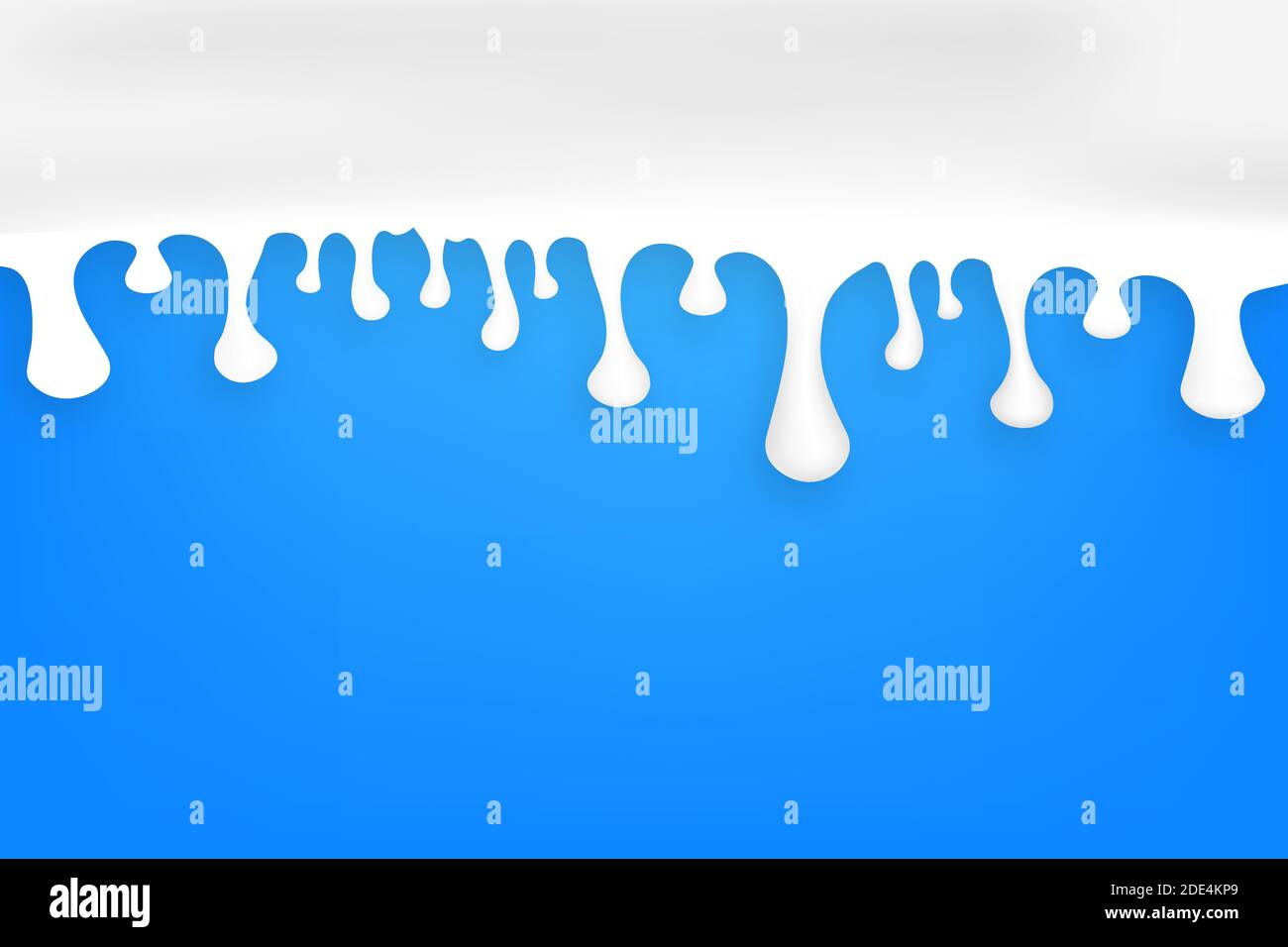 Milk splash and drops round shape top view blue background. Vector ...