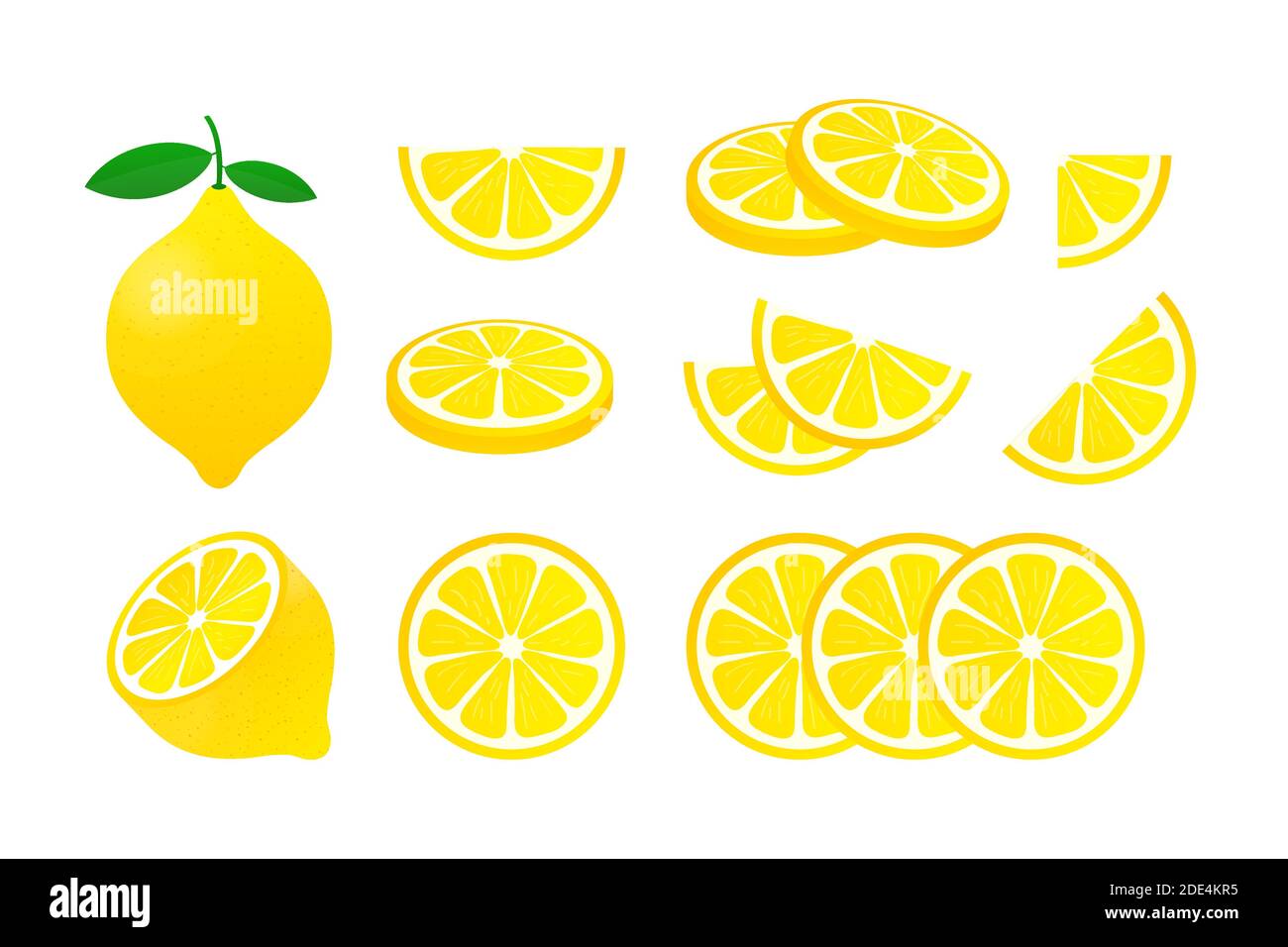 Set Lemon. Yellow lemon vector illustration isolated on white ...