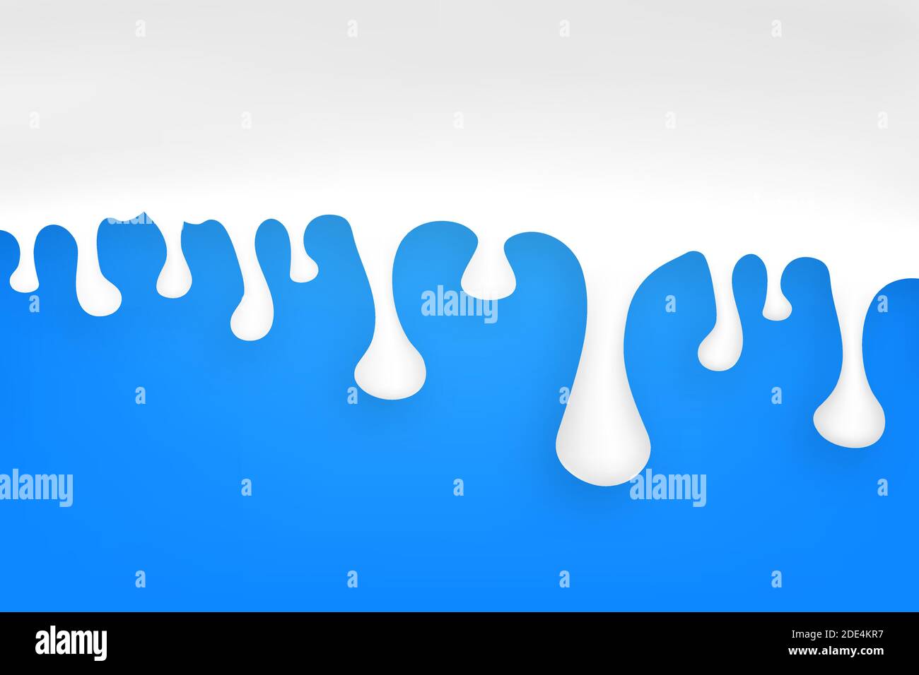 Milk splash and drops round shape top view blue background. Vector ...