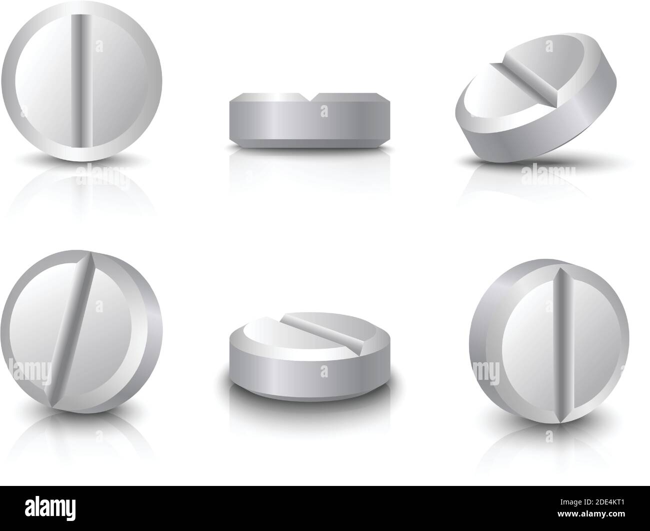 3d realistic vector collection of white pills. Isolated icon ...