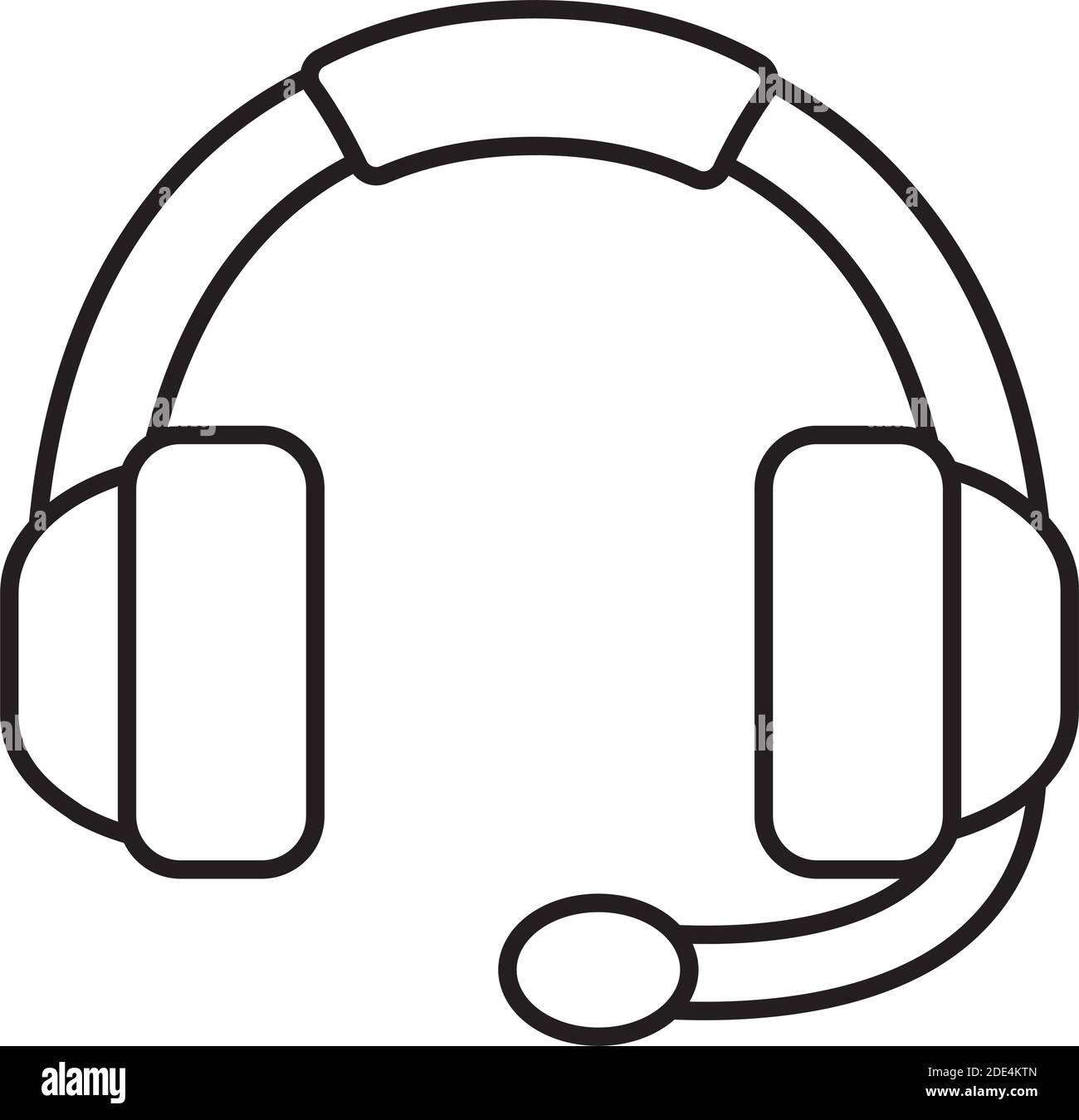 headset with microphone over white background, line style, vector ...