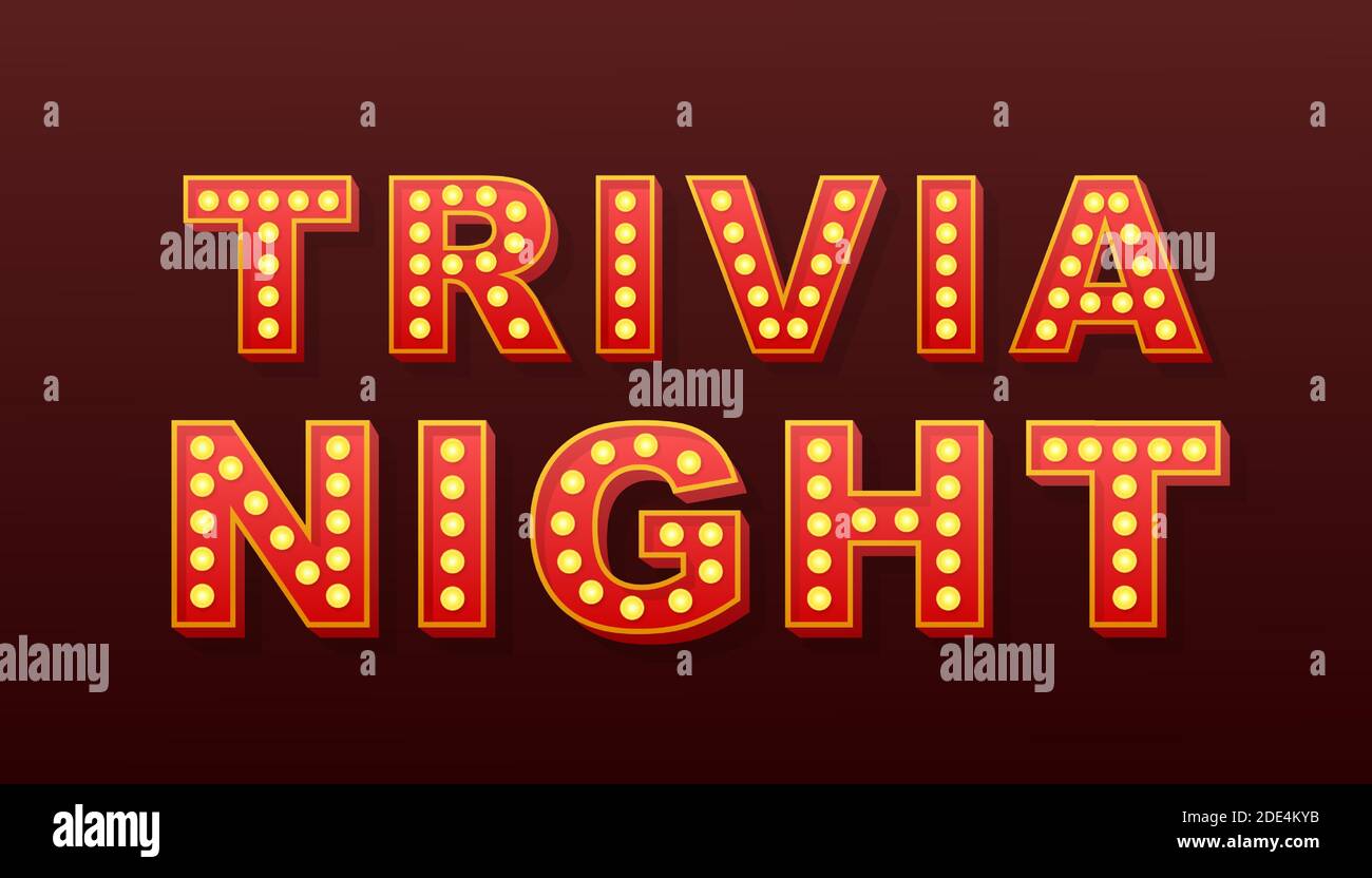 Retro light text trivia night. Retro light bulb. Vector stock ...