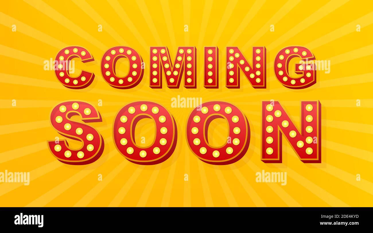 Retro light text Coming soon. Retro light bulb. Vector stock ...