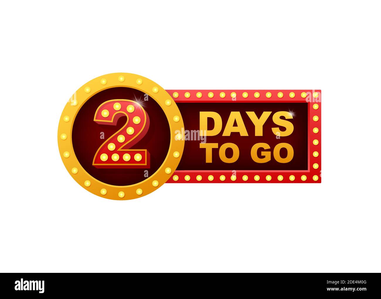 Two days to go. Flat icon. Vector typographic design. Vector ...