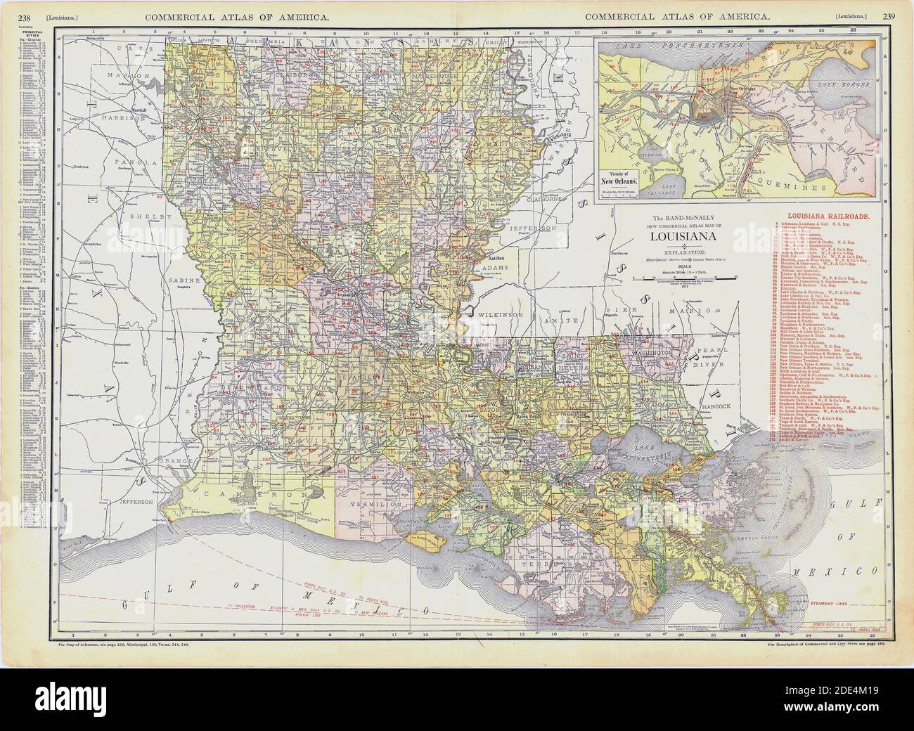 Vintage lousiana map hi-res stock photography and images - Alamy