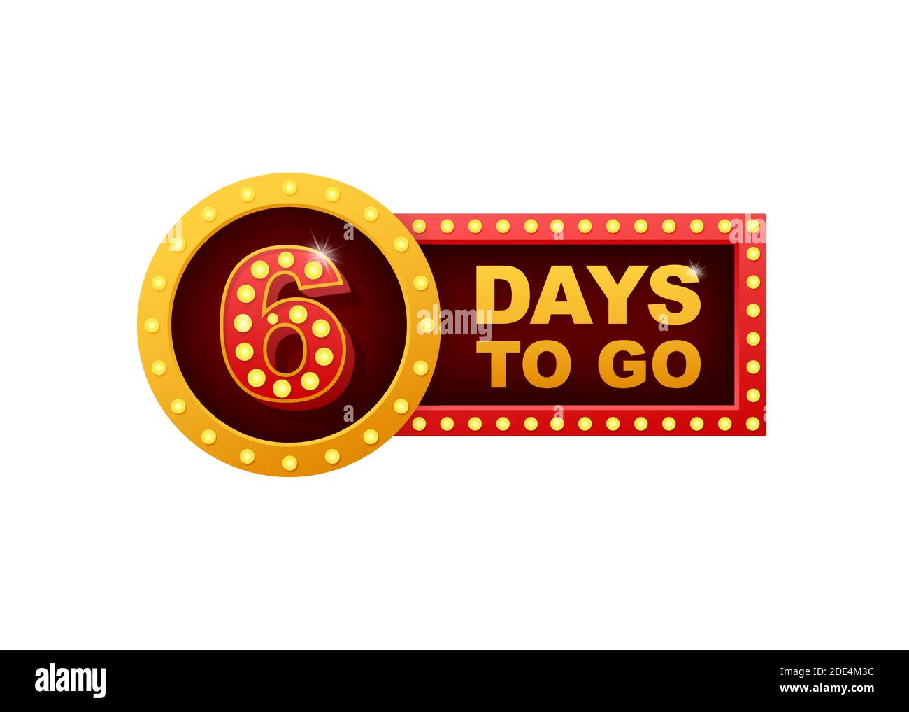 Six days to go. Flat icon. Vector typographic design. Vector ...