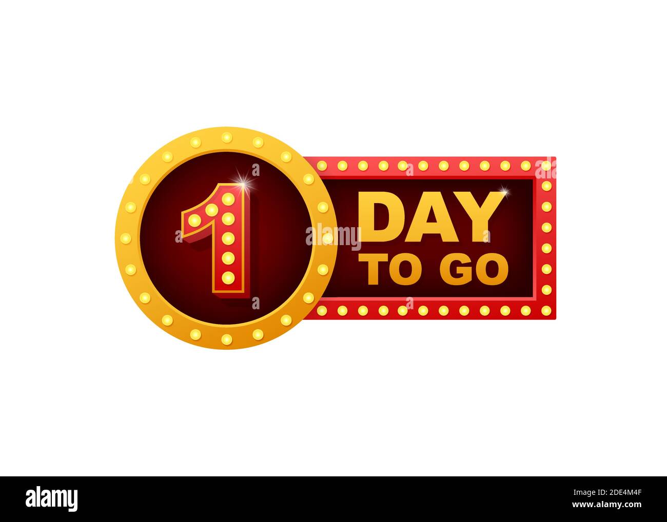 One day to go. Flat icon. Vector typographic design. Vector ...