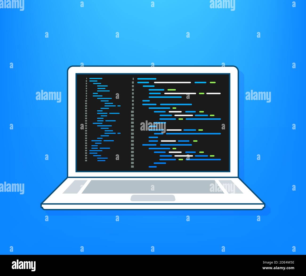 Vector Laptop Coding Concept Web Developer Design Programming Laptop Screen Code Vector 