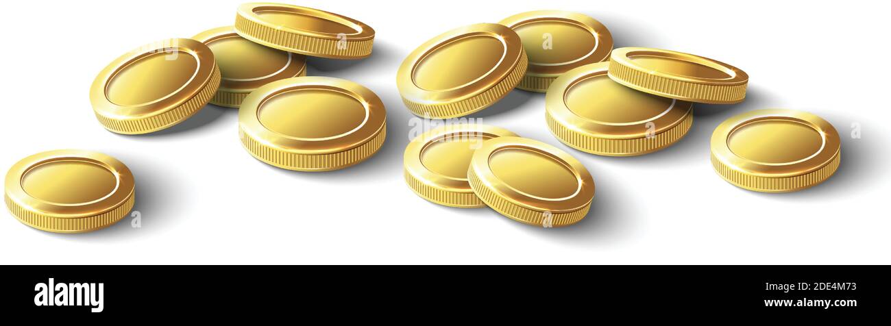 3d realistic vector golden coins. Isolated icon illustration on white ...