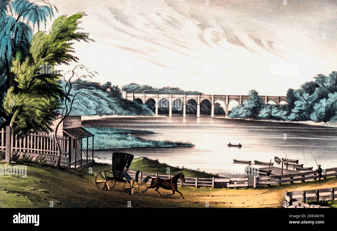 The high bridge at Harlem, N.Y. ca 1849 Stock Photo - Alamy