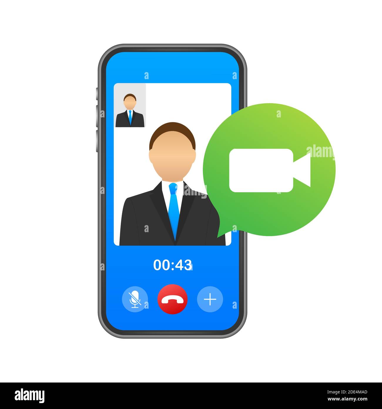 Incoming video call on laptop. Laptop with incoming call, man profile ...