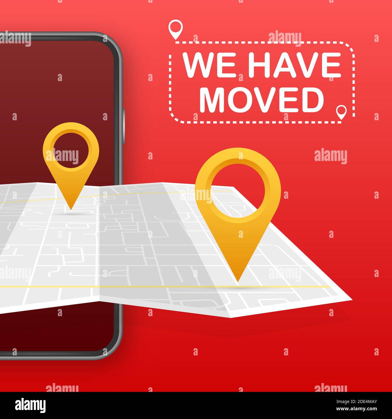 We have moved. Moving office sign. Clipart image isolated on blue ...