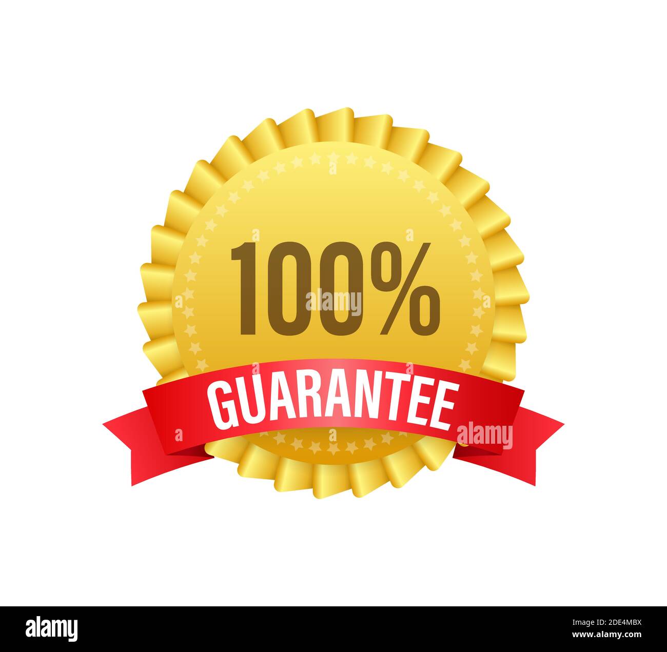 Ribbon with gold 100 guarantee. Banner sale. Business circle. Approval ...