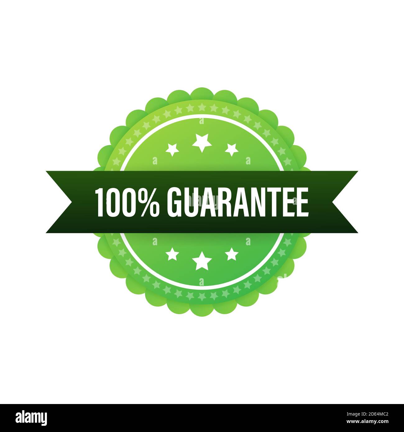 Ribbon with gold 100 guarantee. Banner sale. Business circle. Approval ...