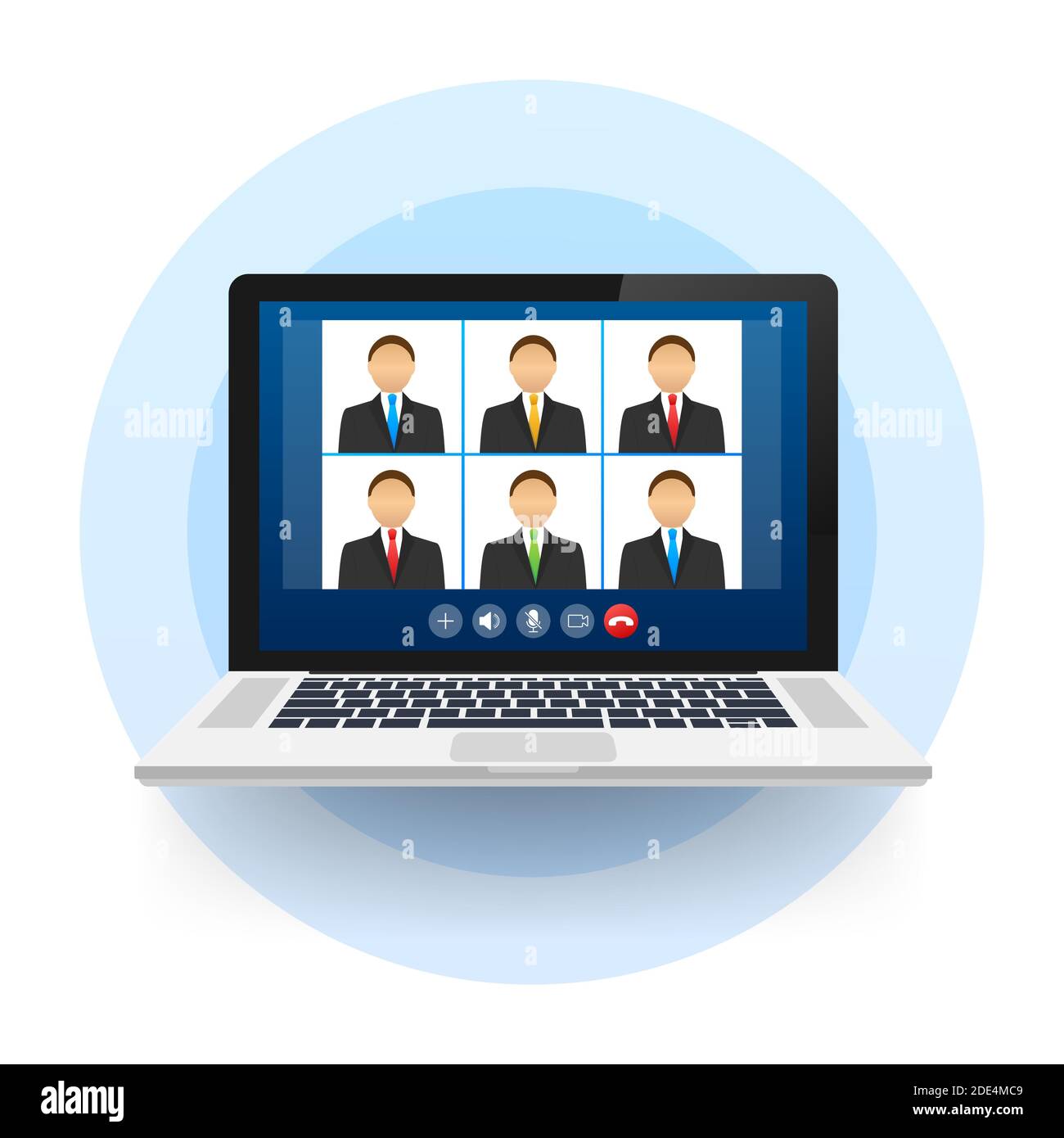 Incoming video call on laptop. Laptop with incoming call, man profile ...