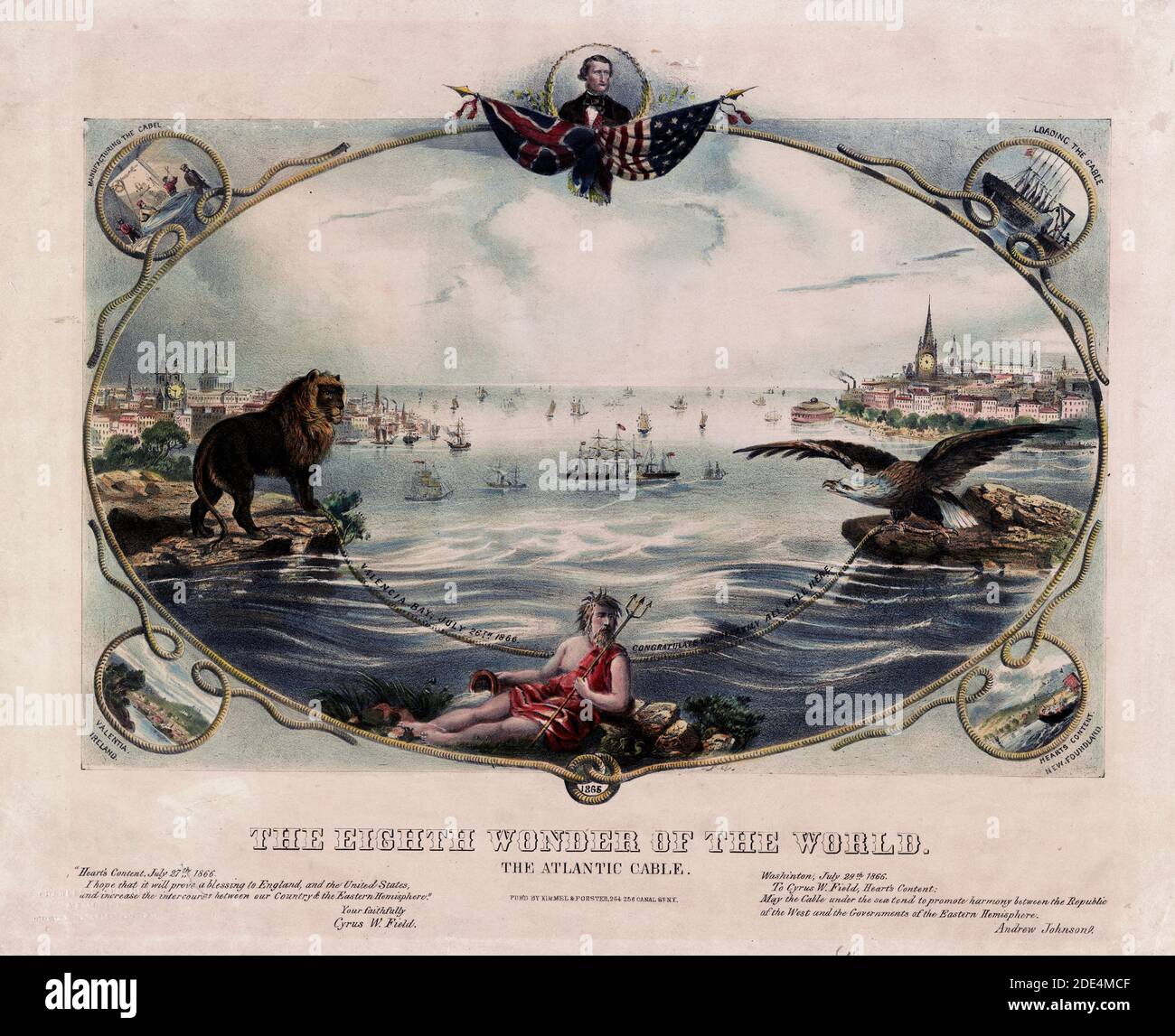 Allegorical scene showing Neptune with a trident in foreground, and ...