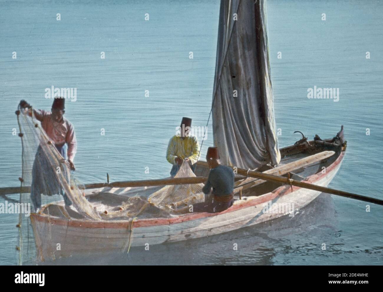 Original Caption: Around the Sea of Galilee. Fishermen on the Sea of ...