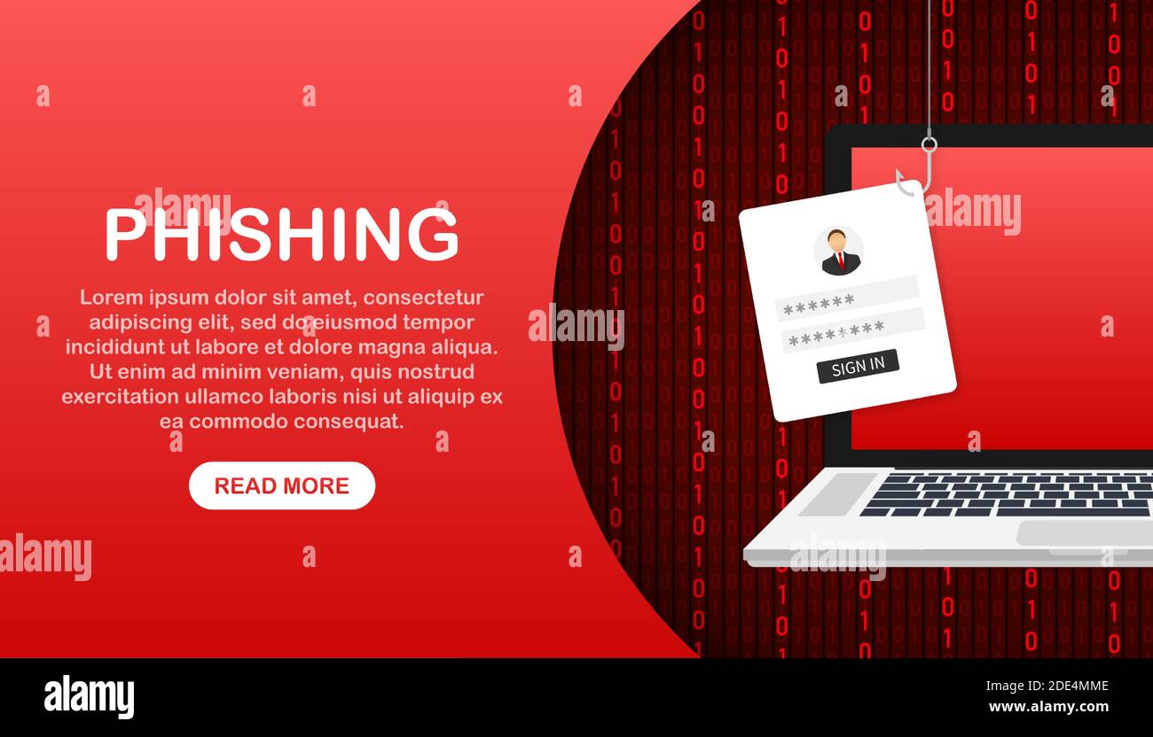 Data Phishing with fishing hook, laptop, internet security. Vector ...