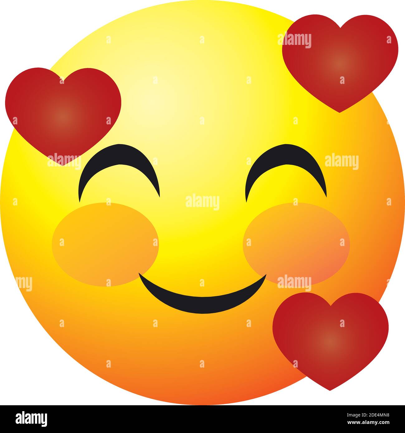 smiling emoji face with hearts over white background, colorful design ...