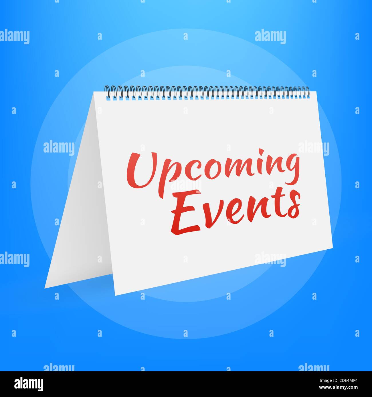Upcoming events written on calendar. Advertising sign. Vector stock ...
