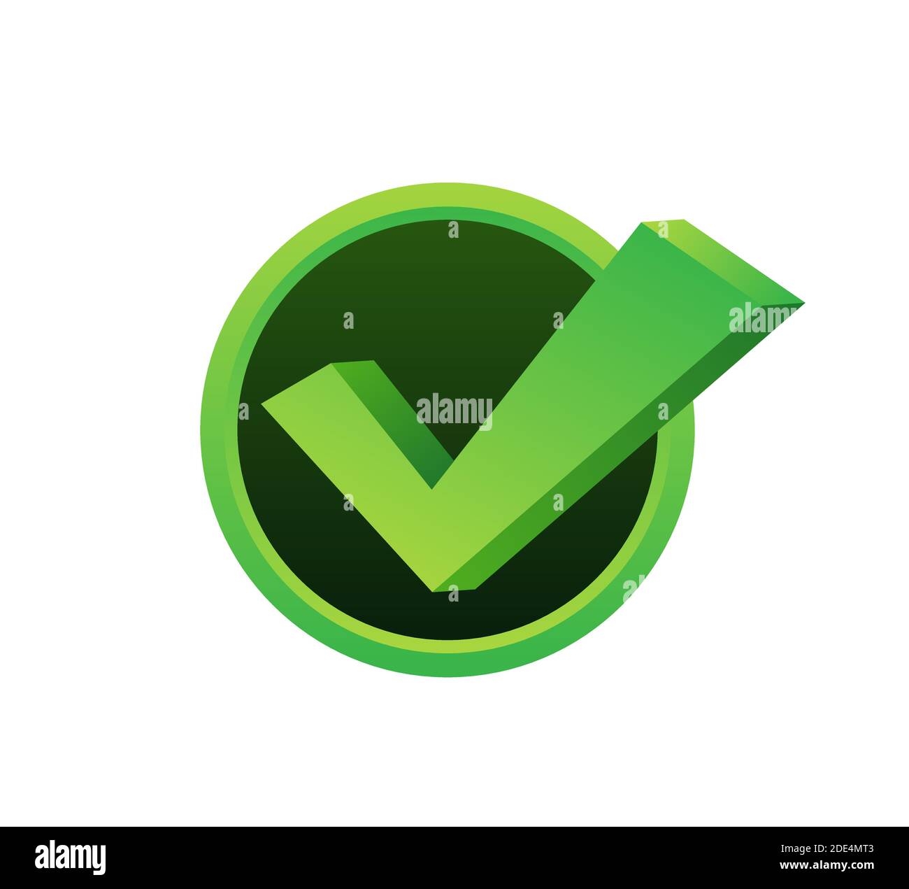 Check mark. Green approved star sticker on white background. Vector ...